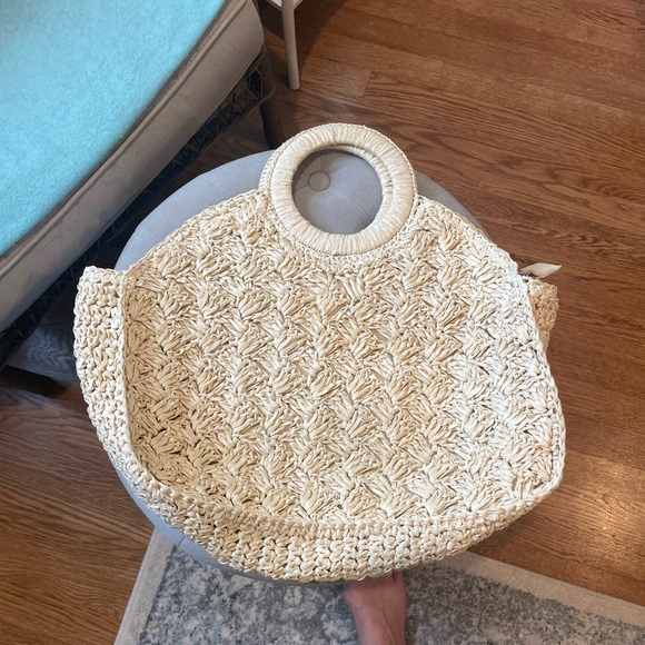 Bags | Elegant Cream Woven Tote Bag | Poshmark